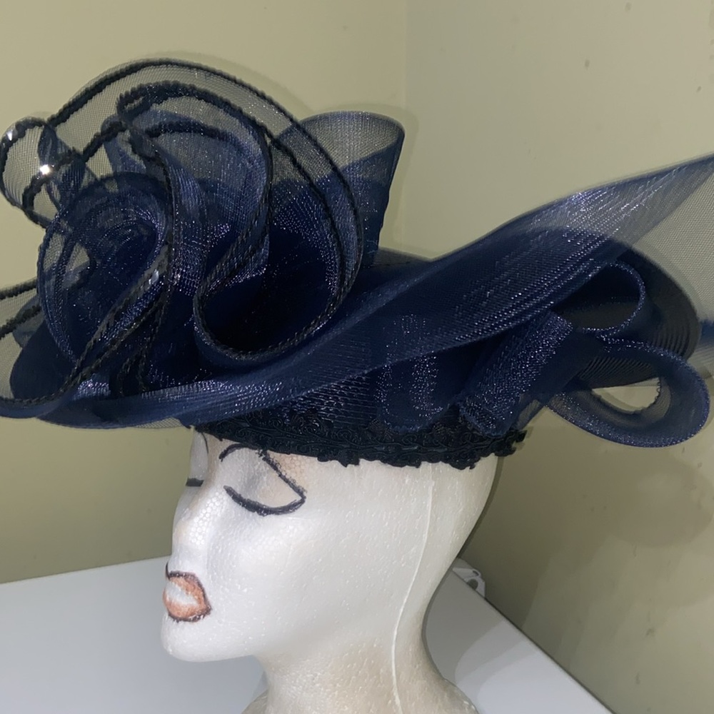 Really Fancy Navy Blue Dress Church Hat - Gem